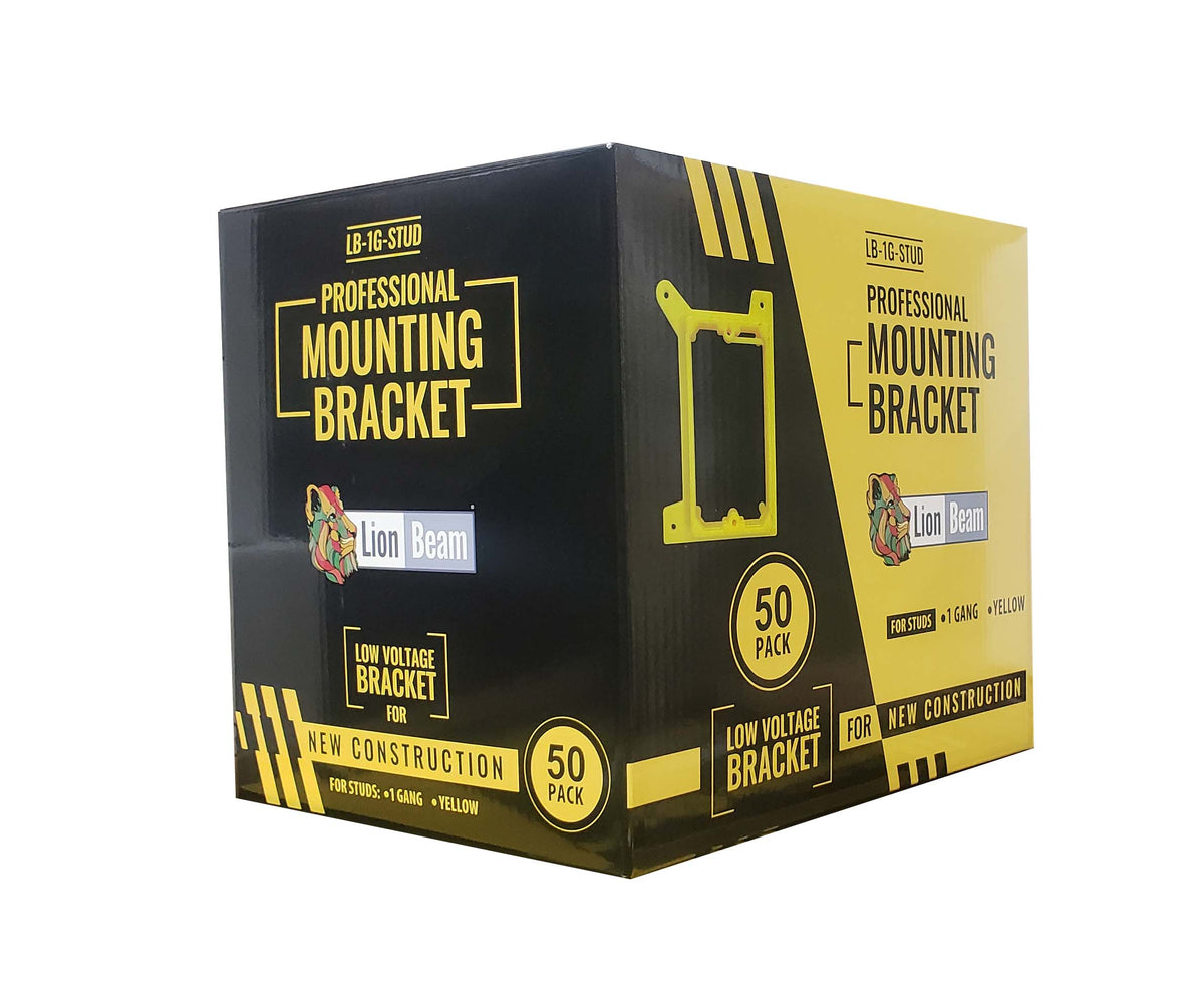 LIONBEAM | Mounting Bracket 1 Gang Yellow For Studs 50 Pack — Lion Beam